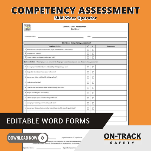 Skid Steer Operator- Competency Assessment Form - Editable | On-Track ...