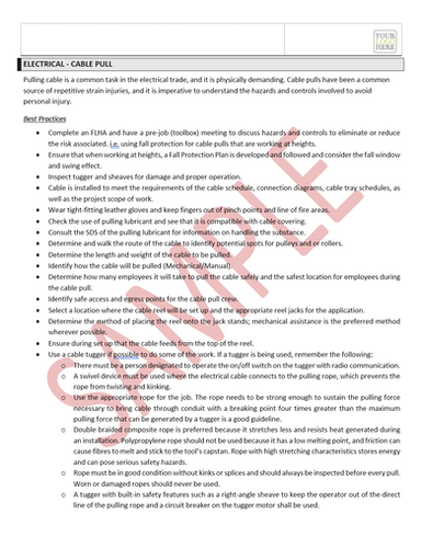 Electrical - Cable Pull Safe Work Practice | Quick Safety