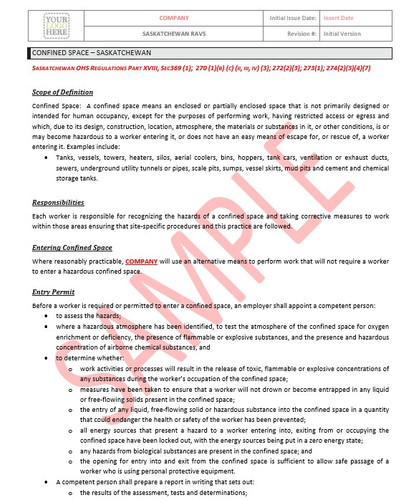 Confined Space - Saskatchewan RAVS | Quick Safety