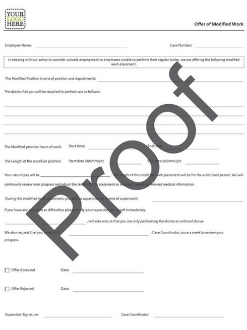 Offer of Modified Work Form | ontracksafety