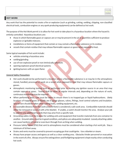 Hot Work Safe Work Practice | Quick Safety