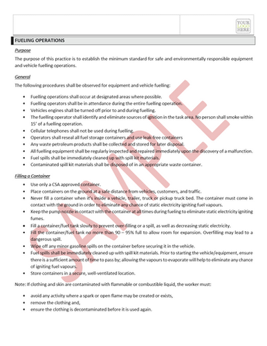 Fuelling Operation Safe Work Practice | Quick Safety