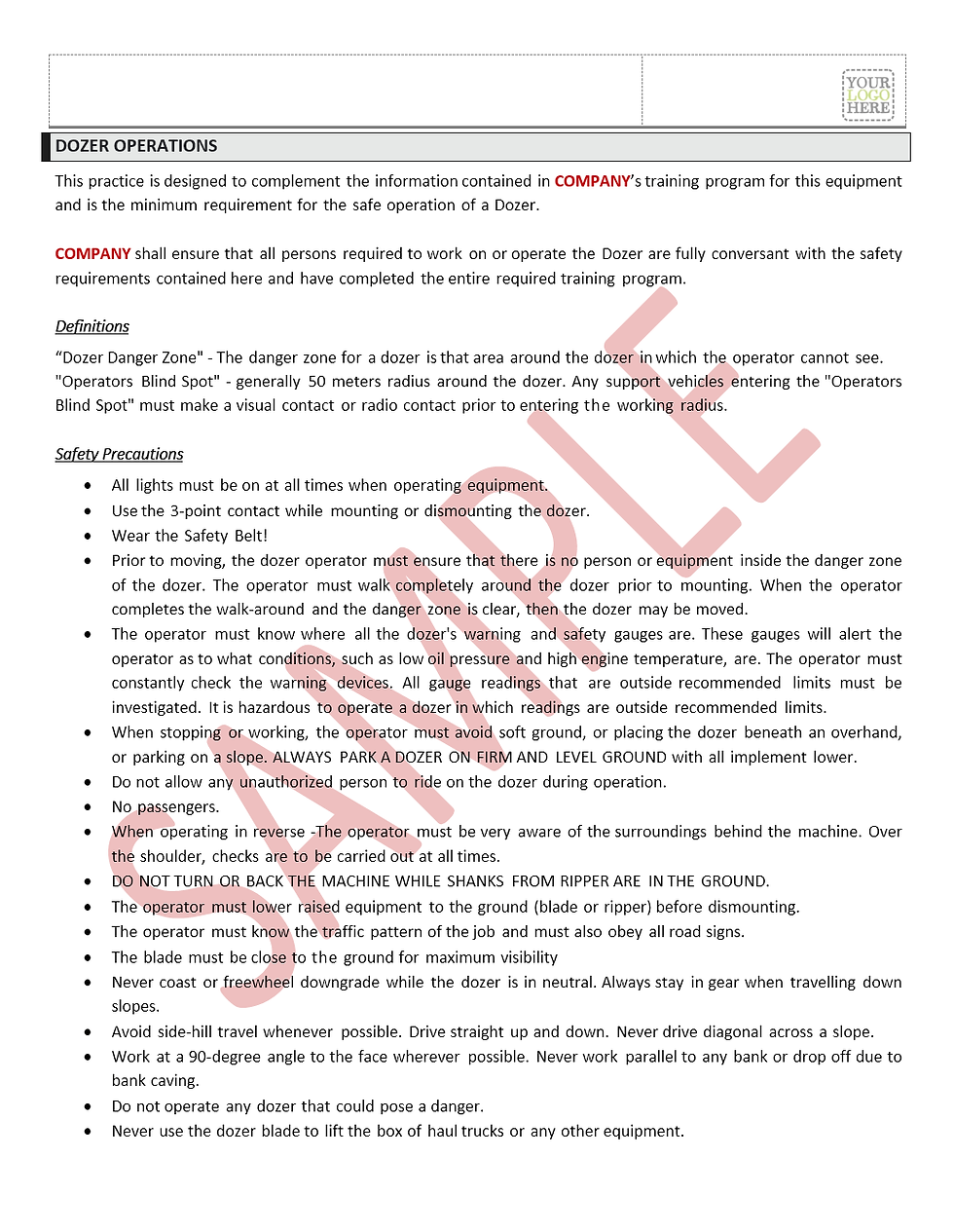 Dozer Operation Safe Work Practice | Quick Safety