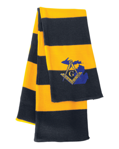 Embroidered Rugby Striped Knit Scarf | Regalia
