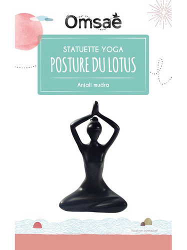 Statuette en Porcelaine Posture du Lotus Anjali Mudra Noir mat 20 cm ...