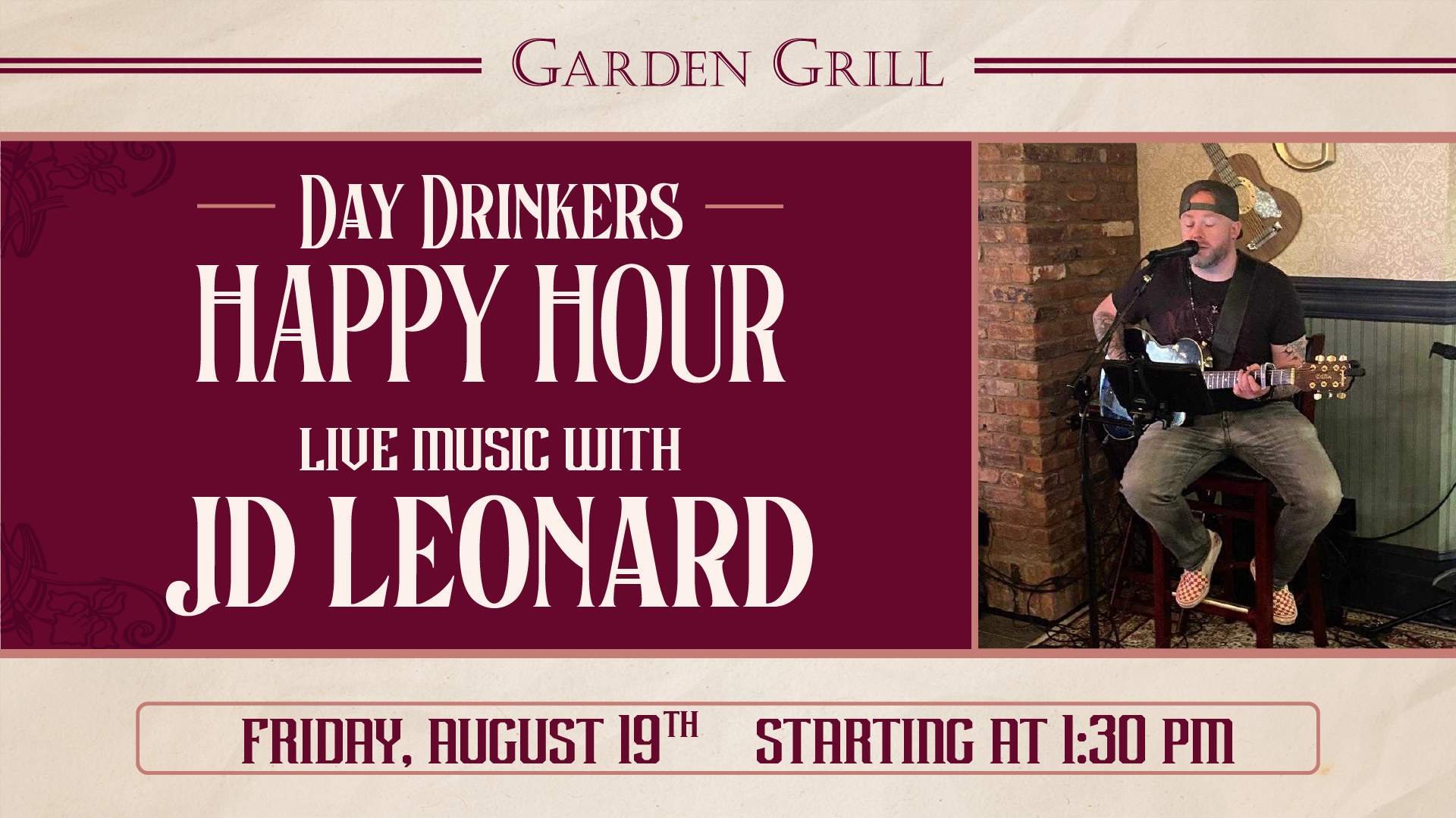 Day Drinkers Happy Hour with JD Leonard | Thegardengrill