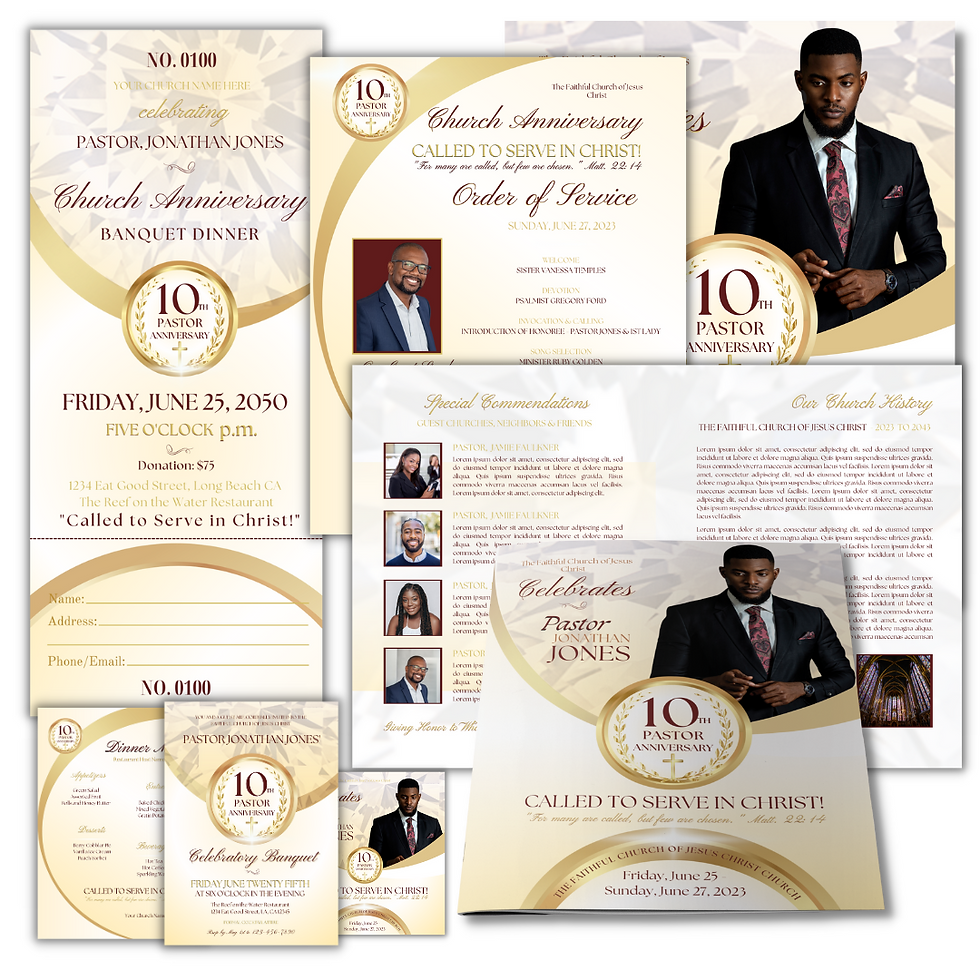 Ivory Gold Church Anniversary Template Bundle | Drea's Design Trove