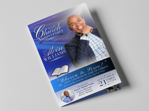 Church Program Template - Zealous Blue | Drea's Design Trove