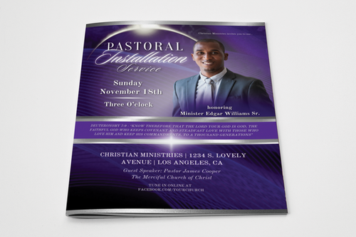 Purple & Silver Pastoral Installation Service Program | Drea's Design Trove