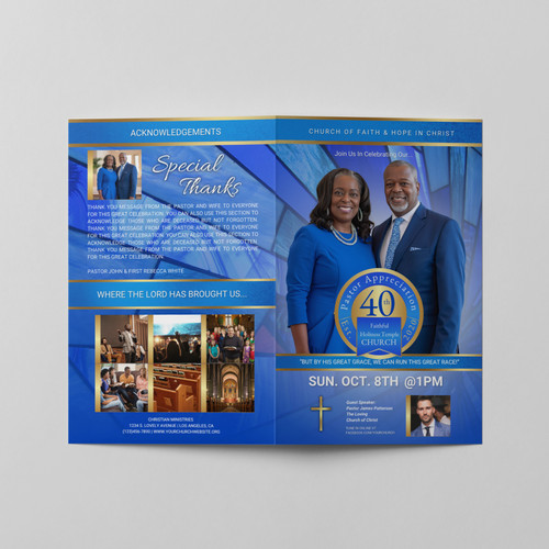 Pastor Appreciation Day Program Template - Rich Blue Gold | Drea's ...