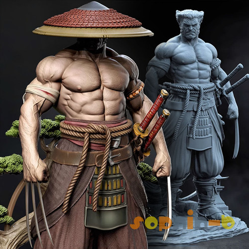 Wolverine Logan Samurai 1:4 Resin Model Kit Unpainted 3d Print GK ...