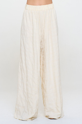 Textured Wide Leg Pants with Elastic Waistband | Reneecollection