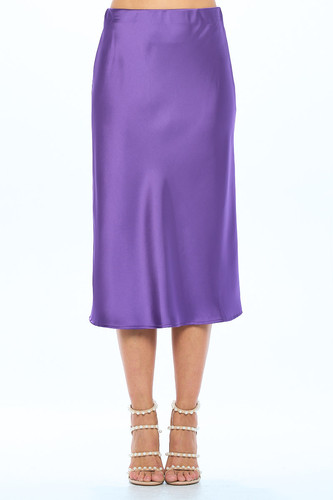 Solid Satin Midi Skirt | Reneecollection