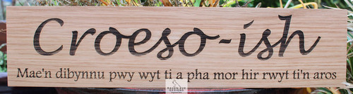 Engraved Gifts | 'Croeso-ish' Welsh Engraved Solid Wood Sign | Raven ...