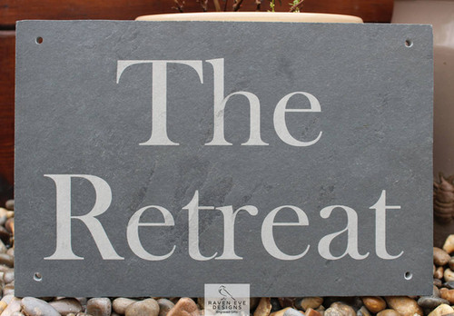 Engraved Gifts | Engraved 'Baskerville Old' Slate House Sign | Raven ...