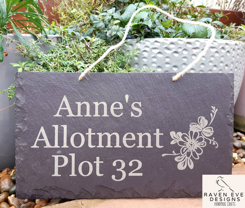 Engraved Gifts | Personalised 'Allotment' Engraved Welsh Slate Sign ...