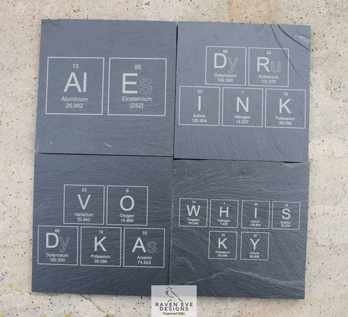 Engraved Gifts | Set of 4 'Periodic Table Bar' Engraved Welsh Slate ...