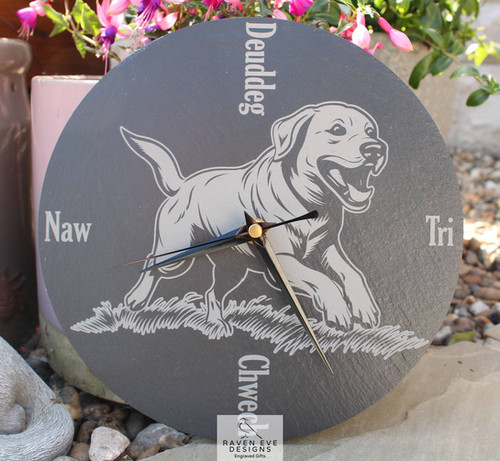 Engraved Gifts | 'Running Labrador' Engraved Welsh Slate Clock | Raven ...