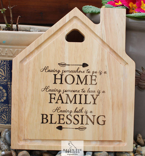 Engraved Gifts | 'Home Family Blessing' Engraved House Board | Raven ...