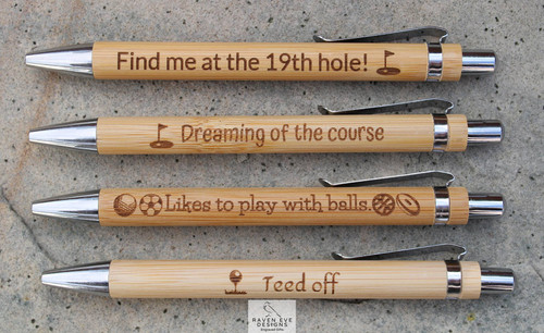 Engraved Gifts | Set of 4 'Golf' Engraved Pens | Raven Eve Designs