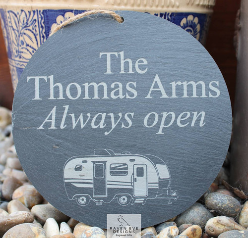Engraved Gifts | Personalised 'Always Open' Caravan Engraved Welsh ...