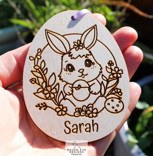 Engraved Gifts | Personalised Easter Bunny Engraved Wooden Ornament ...