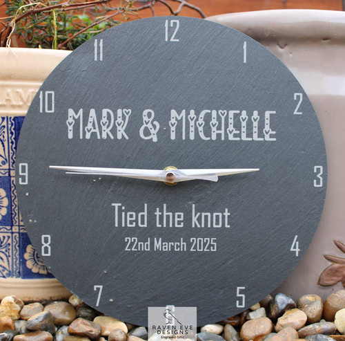 Engraved Gifts | Personalised 'Tied The Knot' Engraved Welsh Slate ...