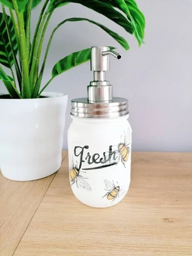 Bumble bee soap dispenser, mason jar, decoupage, home decor ...