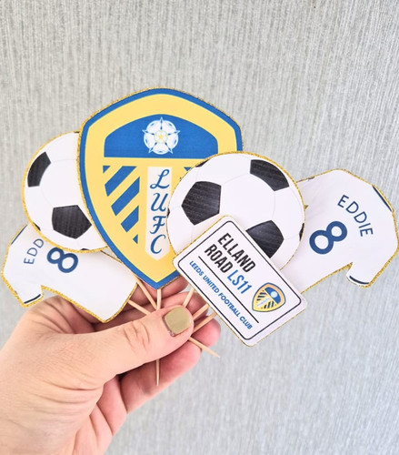 LUFC cake topper, Football Leeds United cake topper set | Wonderwall Art