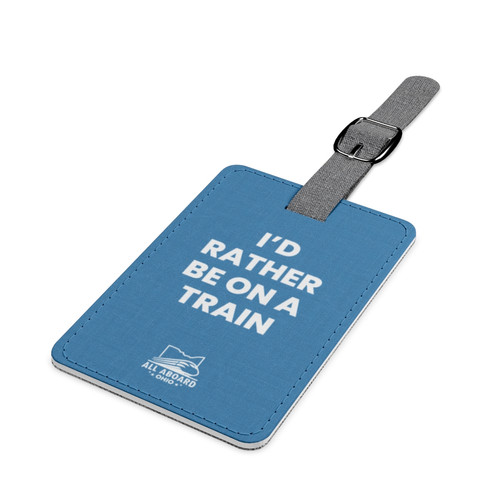 Rather Be On A Train - Identifiable Luggage Tag, Rectangle, Bright Blue ...