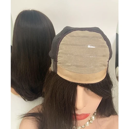 Silicone medical human hair wig factory jewish wig no allergic slk base ...