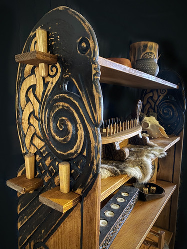 Norse Inspired Raven Carved Shelf | Klan Runda