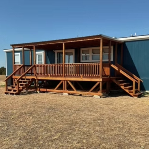 12' x 24' Stained Finish Porch with Extra Steps (deck with roof) | APB