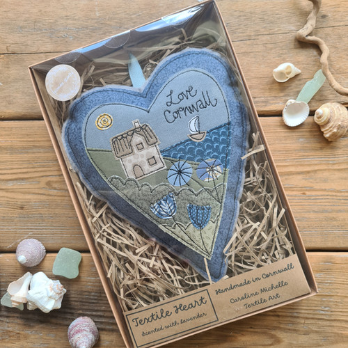Seaside Cottage Large Textile Heart | Caroline Michelle