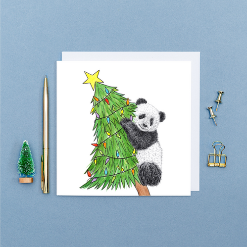 Panda Christmas card | Eco animal art cards | Wild Lines