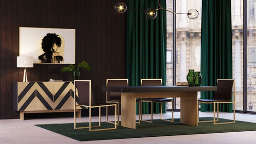 Modrest Perret - Glam Black Ash & Brushed Brass Dining Table ...
