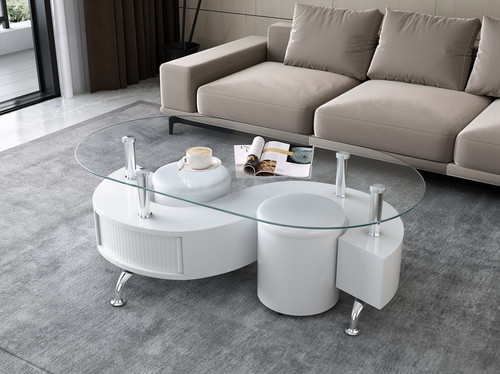 OVAL COFFEE TABLE SET WHITE | Millennial Furniture