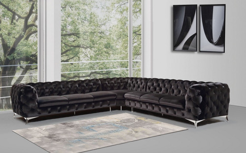 Modern Black Fabric Sectional Sofa | Millennial Furniture