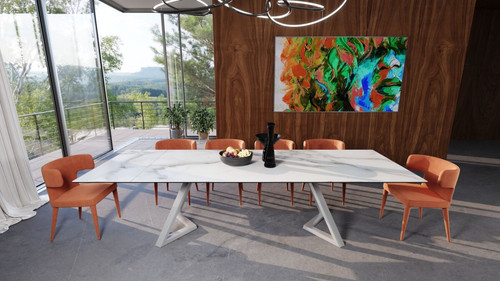 Modrest Farrell - Modern White Ceramic Extendable Dining Table ...