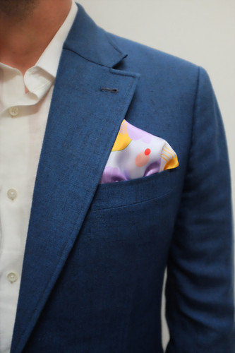 'SEA SHELLS - BABY BLUE AND LILAC' Pocket Square | CMAC