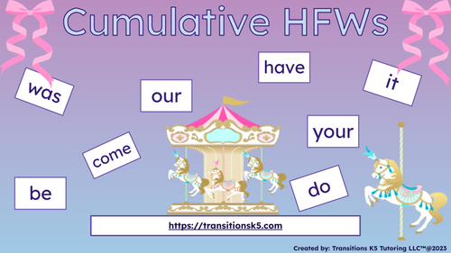 Cumulative HFWs PreK-K | TransitionsK5Tutor