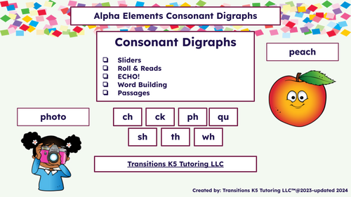 Alpha Elements Consonant Digraphs | TransitionsK5Tutor