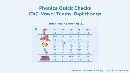 Phonics Quick Checks 2 | TransitionsK5Tutor