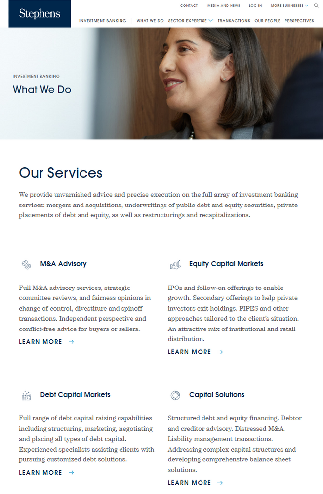 Why Stephens for Investment Banking? / Overview of Stephens