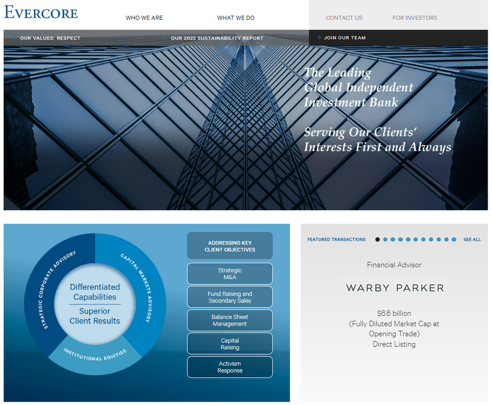 Why Evercore for Investment Banking? / Overview of Evercore