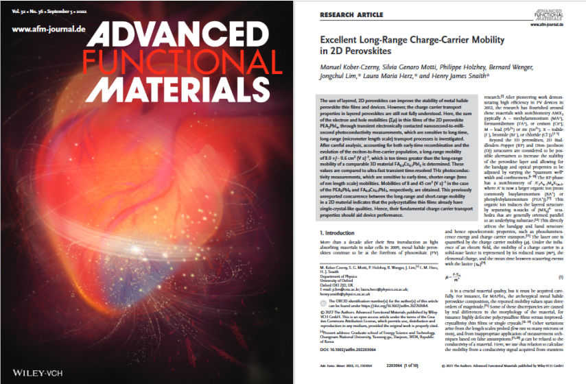 Excellent Long‐Range Charge‐Carrier Mobility in 2D Perovskites | 2021 ...