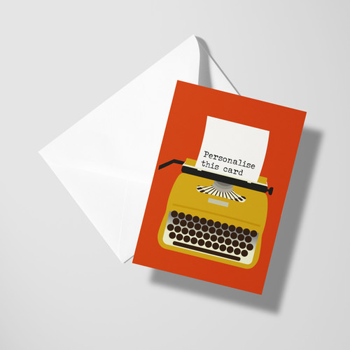Personalised Yellow Typewriter card | Gail Myerscough