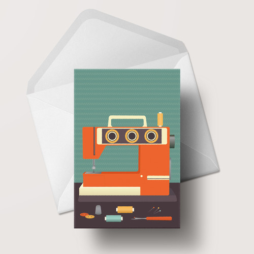 Orange Sewing Machine card | Gail Myerscough