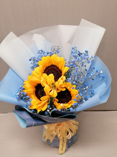 BS-016 3支向日葵滿天星花束 | nsflower