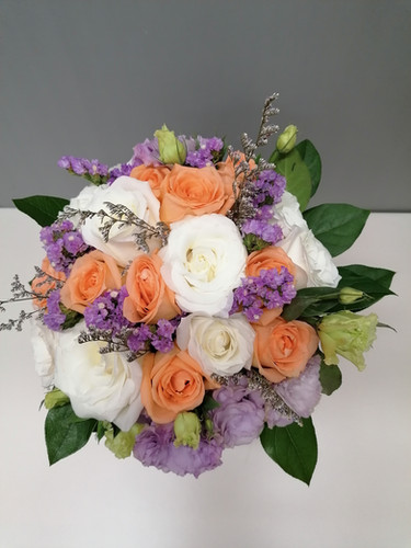 WFB-021 橙/白雙色玫瑰鮮花 8"x11"-12" | nsflower